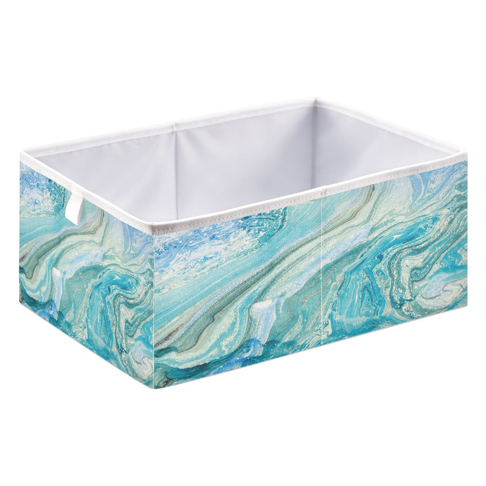 Kigai Blue Marbling Fabric Storage Bin 11" x 11" x 11" Cube Baskets Collapsible Store Basket Bins for Home Closet Bedroom Drawers Organizers
