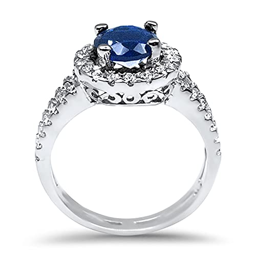 LaRaso & Co His Hers TRIO Wedding Set Sterling Silver Wedding Rings Blue Simulated Sapphire Bridal Set Him Her 14/6