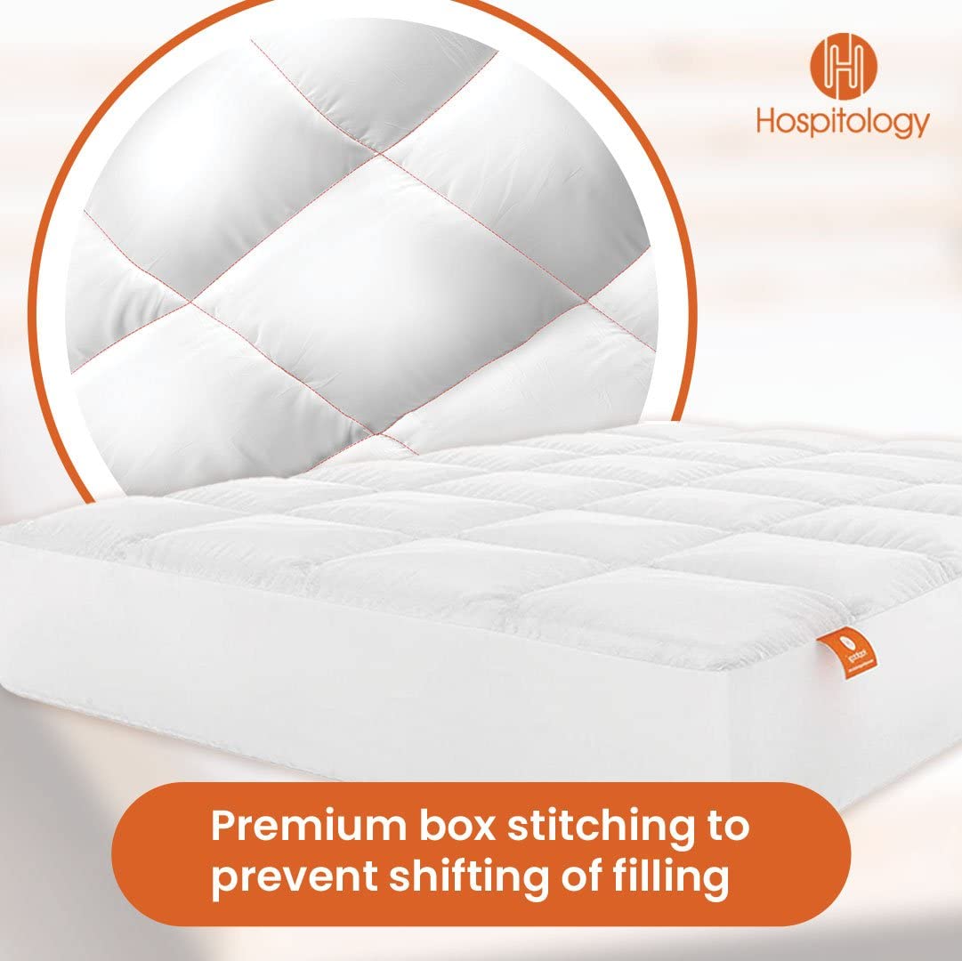 HOSPITOLOGY PRODUCTS Hypoallergenic Mattress Cover- Overstuffed - Deep Pocket - Goose Down Alternative Pillow Top Mattress Topper Queen - 60" W x 80" L