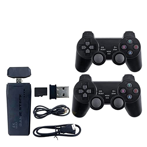 LEDFON Retro Game Double Wireless Controller Video Game Boy Plug and Play Game Console 2.4G Game Stick 4K 10000 Games 64GB 32GB Retro Games for PS1/GBA (Color : 64g Have Box, Size : 1)