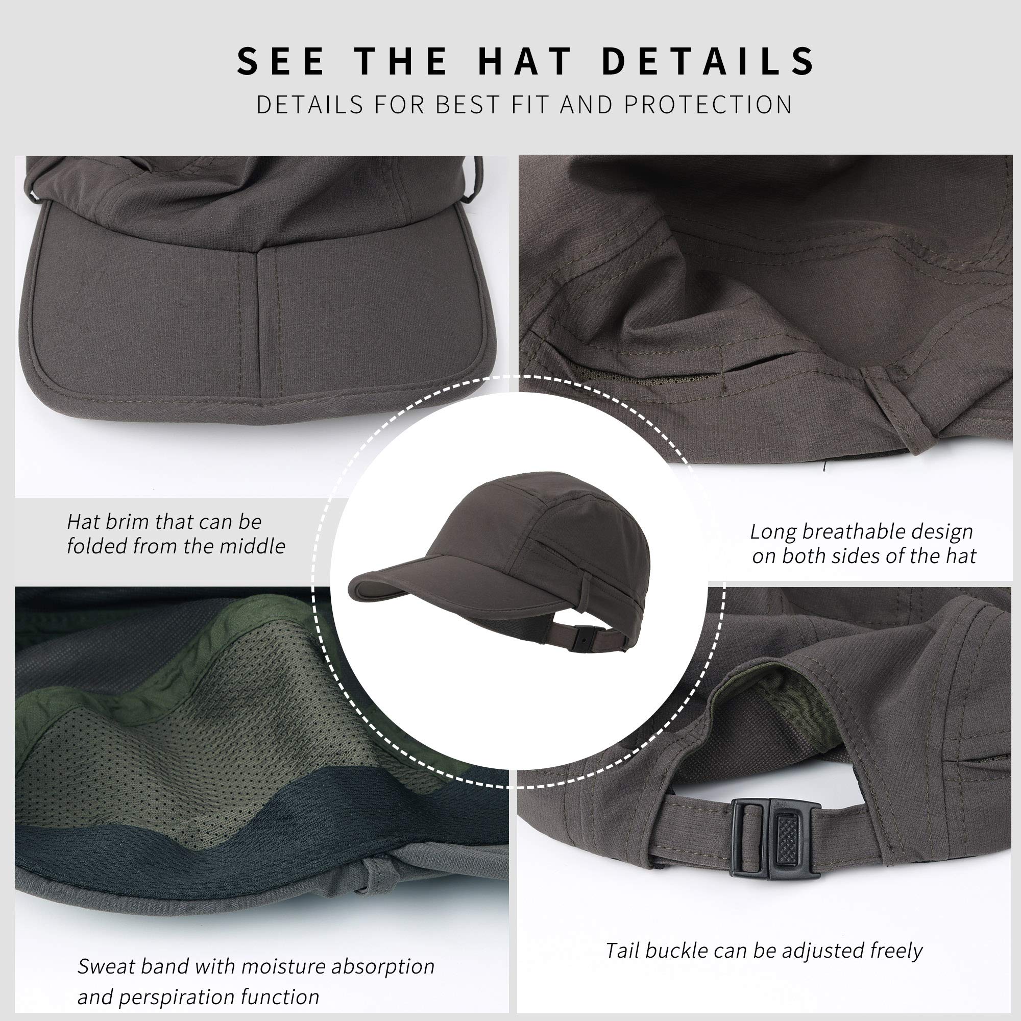 HOSSMOINS UPF 50+ Outdoor Hat Foldable Sports Cap, One Size Fits All Baseball Cap for Men & Women (Amy Green)