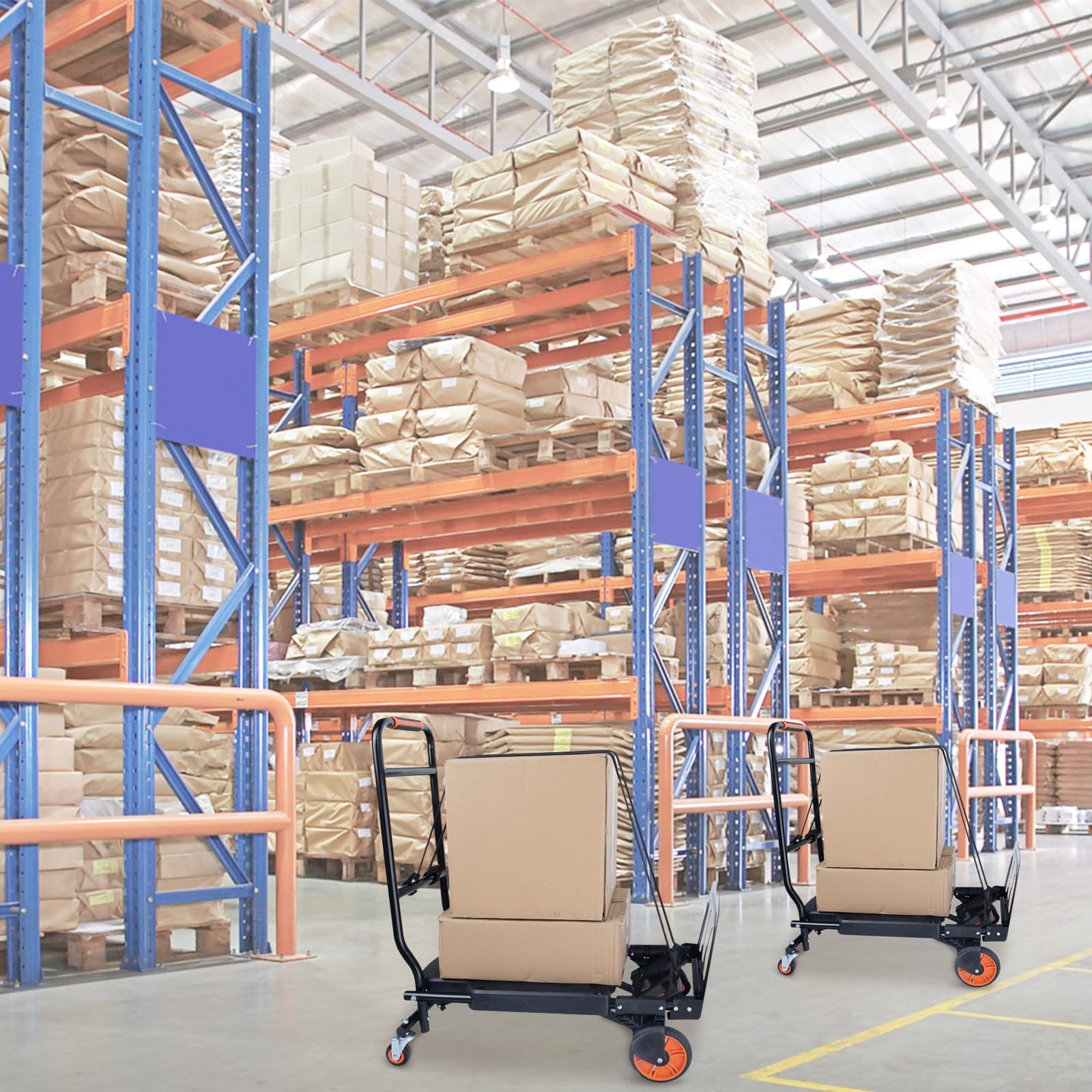 Nellyke 2 in 1 Hand Truck Dolly Foldable,350LB Capacity Folding Hand Cart,Heavy Duty Hand Truck Foldable Dolly with Handle,Folding Dolly Trolley with Wheels for Moving
