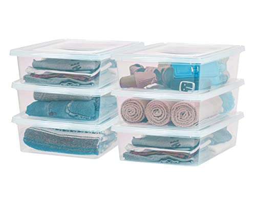 IRIS USA 28 Qt and 6 Qt Plastic Storage Bins with Lids (6-Pack)
