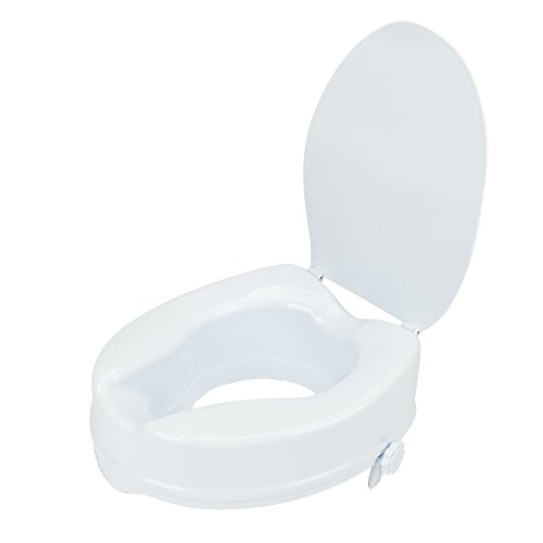 Ochine 4 Inch Raised Toilet Seat with Cover High Elevated Toilet Seat Locks onto Most Toilets Portable Raised Toilet Seat Portable Assistance Commode Seat Toilet Safety Seat (Ship from USA)