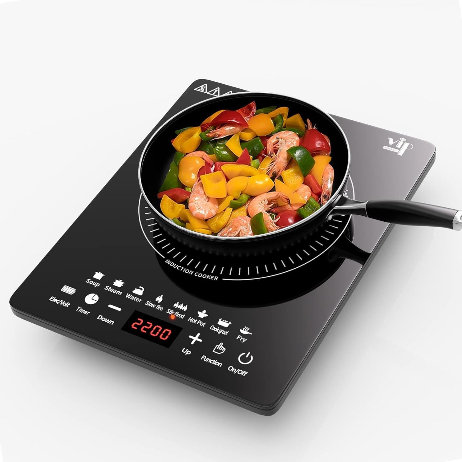 Portable Induction Cooktop, Countertop Burner with Multi-Function, 2200w Electric Stove with Easy Clean Glass, 8 Modes Sensor Touch Cooker (XV1)