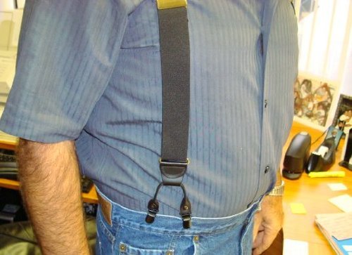Holdup Brand Casual series Slate Dual Clip Double-Up style Suspenders for Men withNo-SlipĀ® black clips