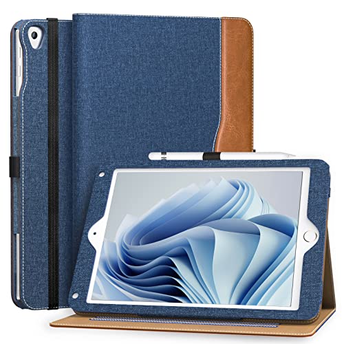 MoKo Case for iPad 9.7 2018/2017 / iPad Air 2 / iPad Air 1 / iPad Pro 9.7 2016, Lightweight Shockproof Protective Cover with Auto Sleep/Wake for iPad 6th / 5th Generation, Blue/Brown