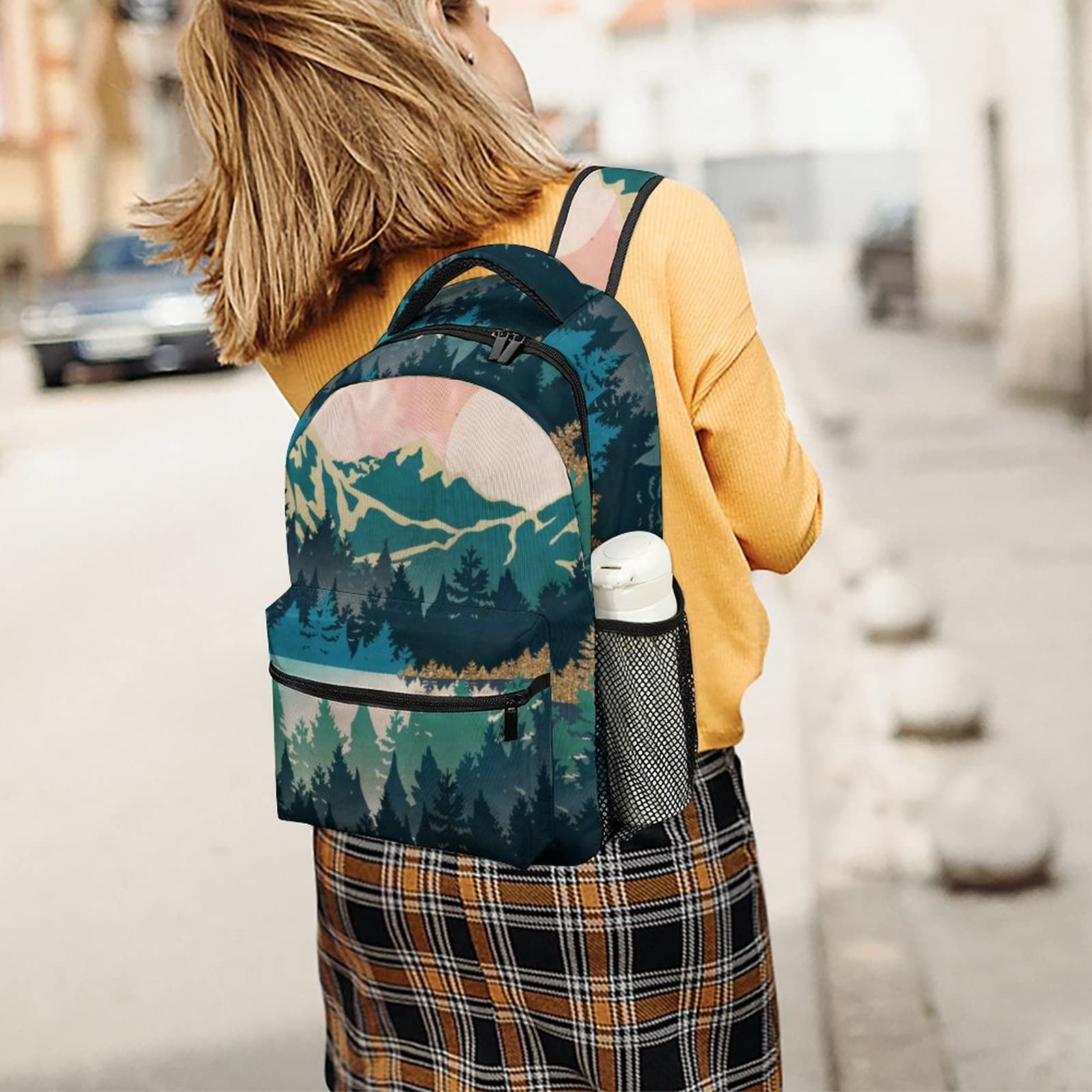 Kids Backpack for School, Nature Tapestries Mountain Pattern Students Bookbags School Bags Girls Boys