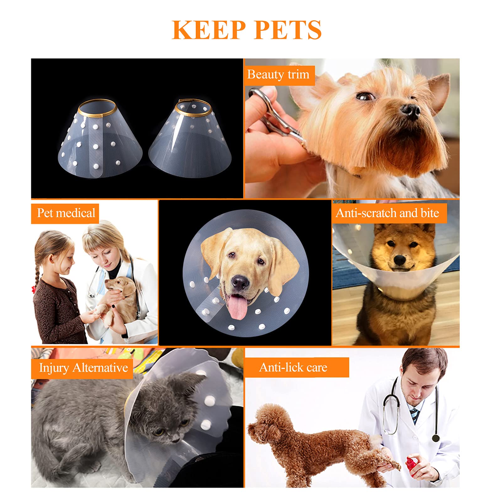WishLotus Cat Cone Recovery, Soft Comfortable Adjustable Elizabethan Cat Collar, Pet Recovery E-Collar, Anti-Bite/Lick Pet Collar for Cat, Small Medium Dog, Rabbit (S, White)