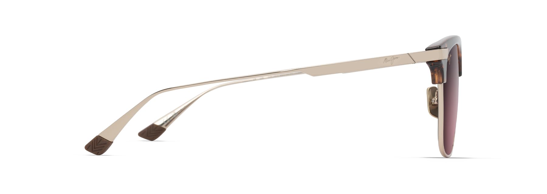 Maui Jim Kalaunu AF Square Sunglasses, Shiny Dark Havana W/Gold/Maui Rose Polarized, Extra Large