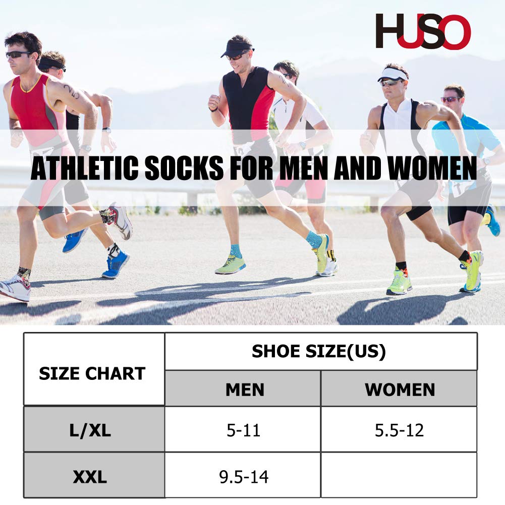 HUSO Music Note Patterned Socks, Men's Women's Novelty Stylish Awesome Socks for Running, XXL