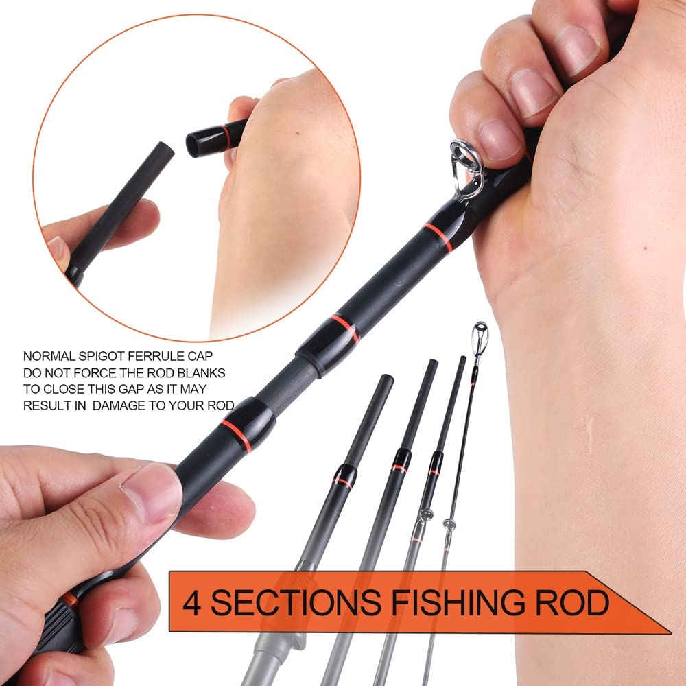 LIRUXUN Portable 4 Section Fishing Rod1.8m-2.4m Light Carbon Fiber Rubber Handle Spinning Casting Carp Rod ( Color : D , Size : 2.4 m )