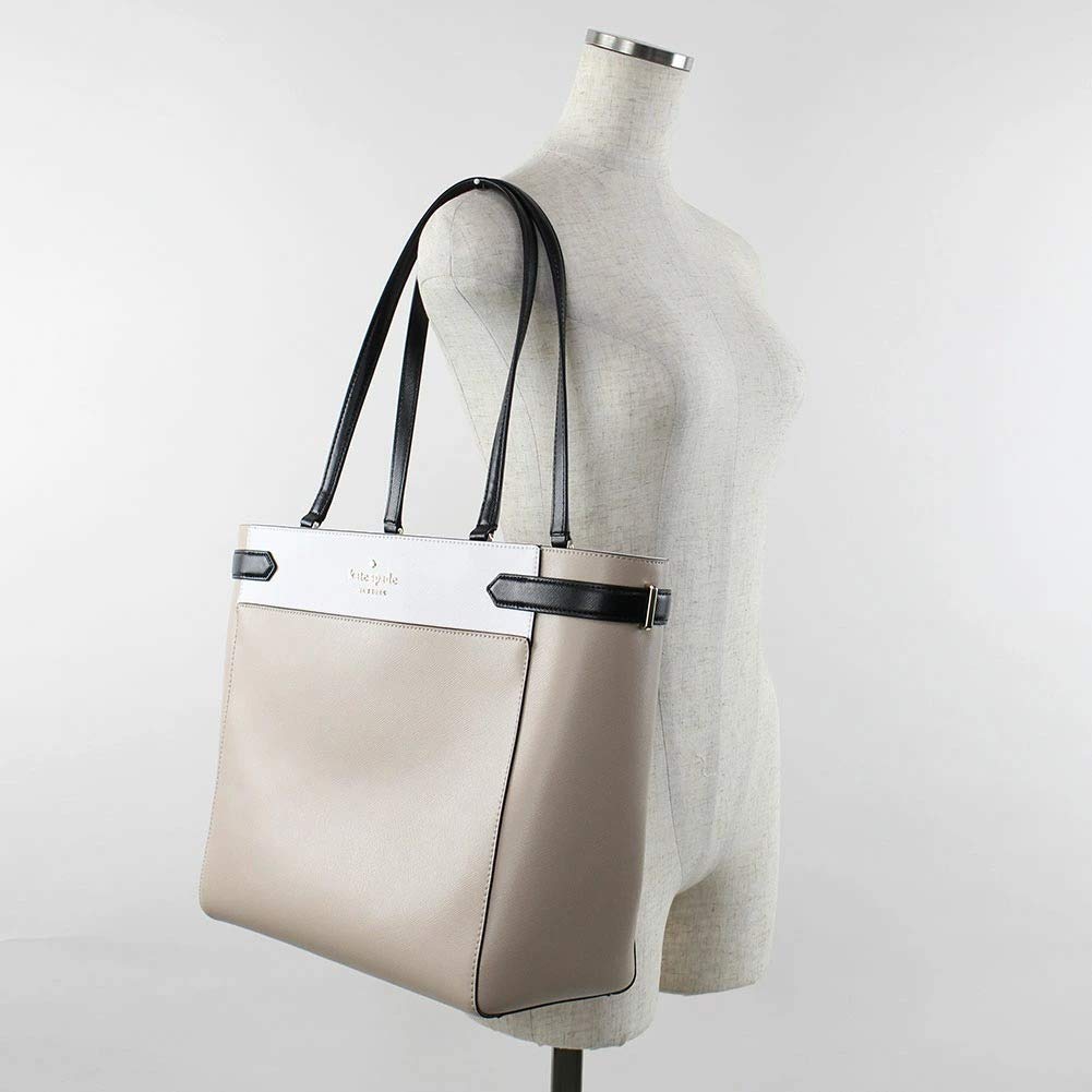 Kate Spade New York Staci Colorblock Laptop Tote Women's Leather Handbag Beige Multi