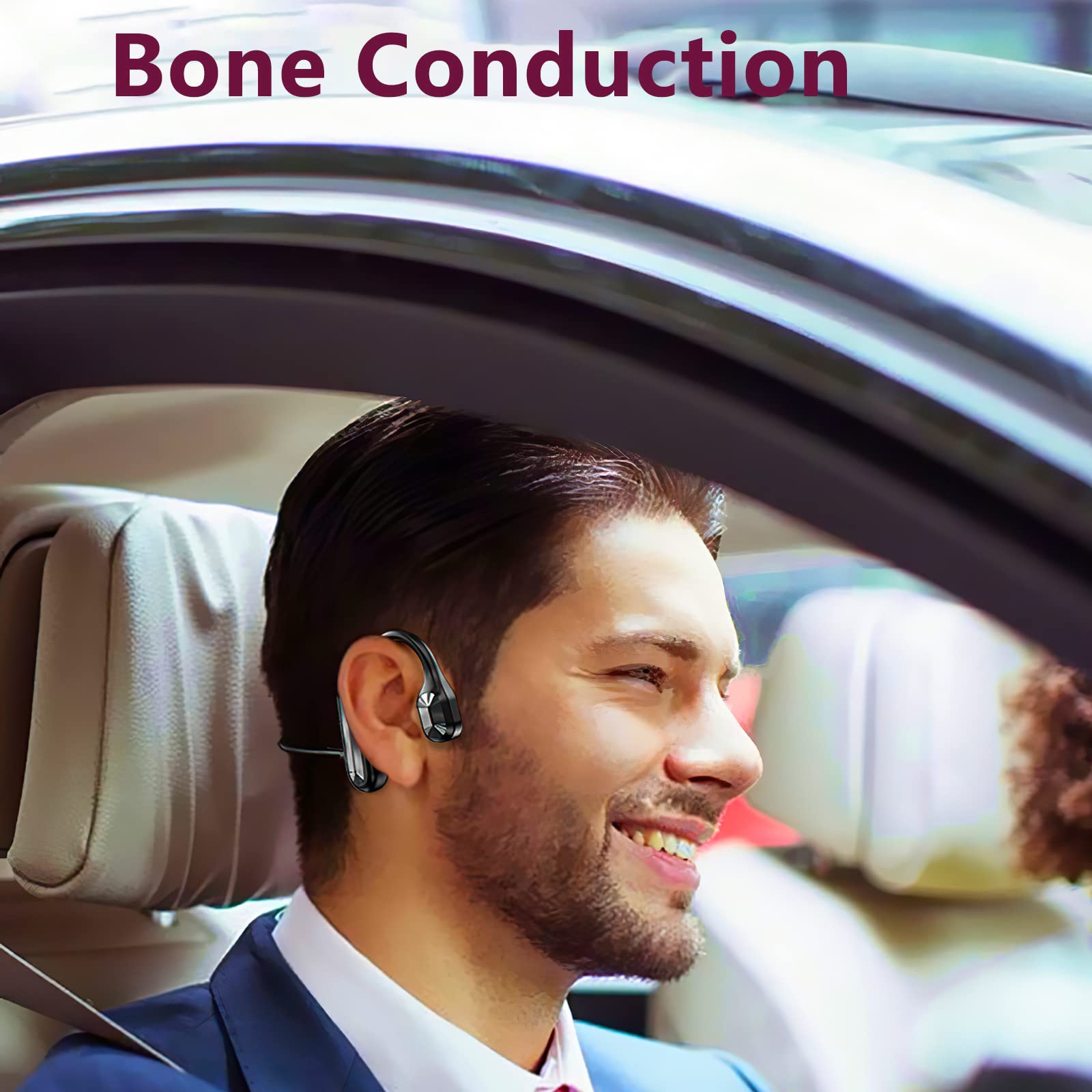 Premium Bone Conduction Open-Ear Bluetooth Bone Conduction Headphones - Sweat Resistant Earphones for Workouts and Running with Deep Base - Built-in Mic(Black-02)