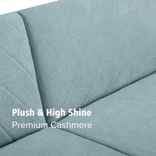 Modern Multi-Functional Convertible Futon Sofa Bed with Tapered Wood Legs Ideal for Small Living Room,Multi-Color Options Split Adjustable Backrest Loveseat Couch Easily Converts to Sleeper Sofabed