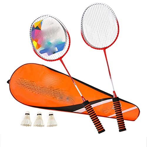 JHHDP 2pcs Professional Badminton Rackets Set Double Badminton Racquet Titanium Alloy Lightest Playing Badminton Whole