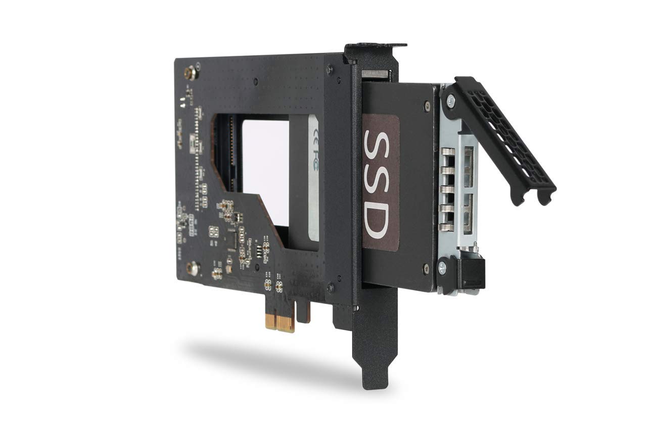ICY DOCK 2.5 inch SATA SSD Removable Hard Drive Bay Adapter for PCIe Expansion Card Slot | ToughArmor MB839SP-B