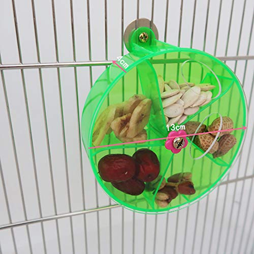 Tzou Bird Feeder, Parrot Feeder, Acrylic Foraging Wheel Pet Parrot Rotatable Bite Resistant Puzzle Toy Green