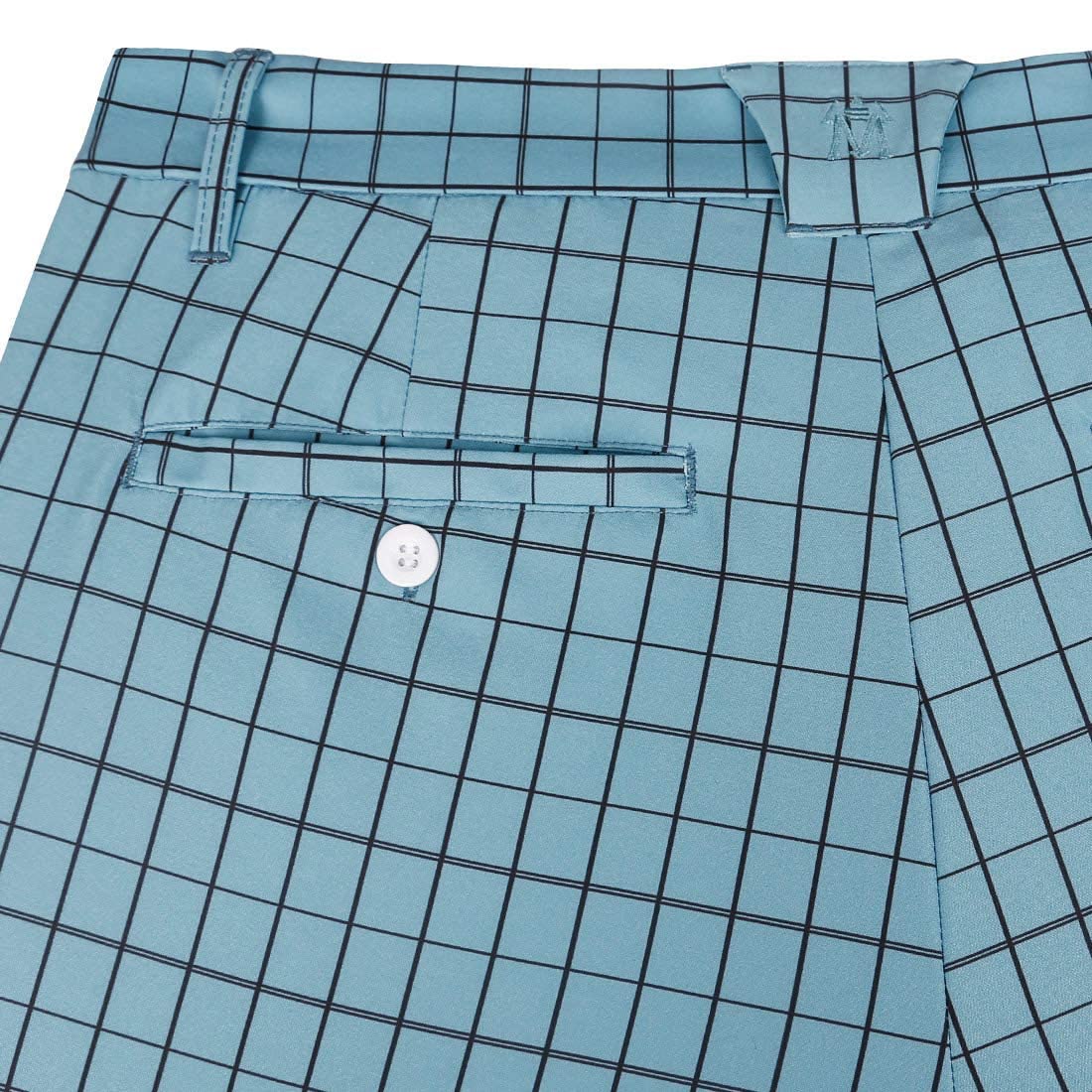 Lesmart Men's Golf Pants Stretch Relaxed Fit Lightweight Breathable Golf Pants with Pockets Light Blue Plaid 36W×32L