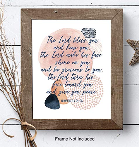 May the Lord Bless You and Keep You - Positive Inspirational Uplifting Religious Bible Study Wall Decor - Motivational Quote Scripture Verse Wall Art - Christian Encouragement Gifts - Aaronic Blessing