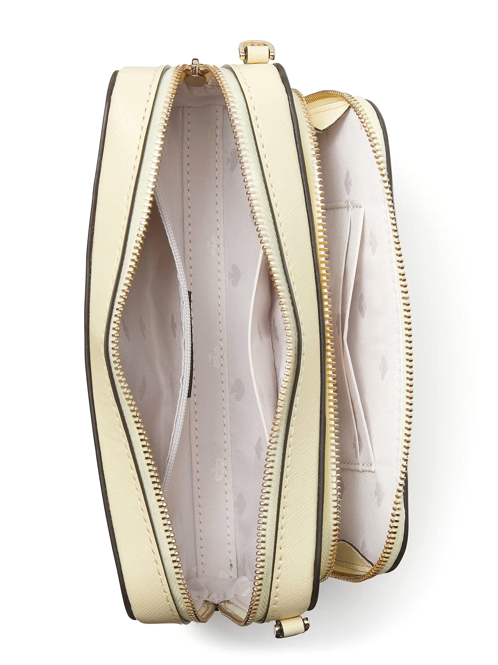 Kate Spade Staci Dual Zip Around Saffiano Leather Crossbody Bag Purse Handbag (Lemon Fondant)