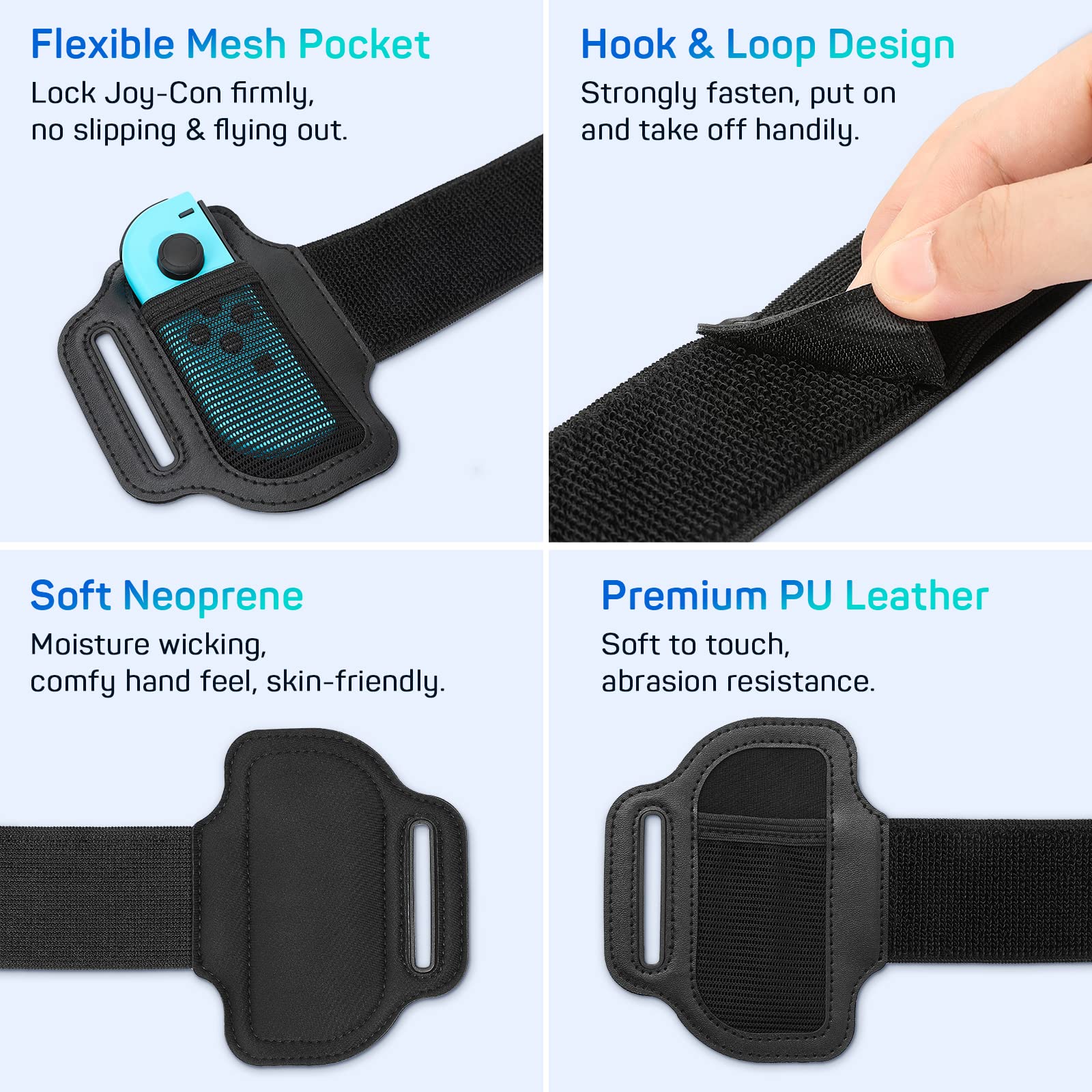 MoKo Switch Leg Strap for Nintendo Switch Sports/Ring Fit Adventure, Switch Sports Leg Straps Compatible with Switch OLED/Switch Joy-Con, Two Size Adjustable Elastic Straps for Adults and Kids, 2 Pack