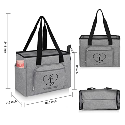 Kitguard Initial Nurse Tote Bags for Work with Bottom Support Pad,Monogrammed Personalized Nurse Accessories Bag with 15.24" Laptop Layer,Nurse Gifts for Women