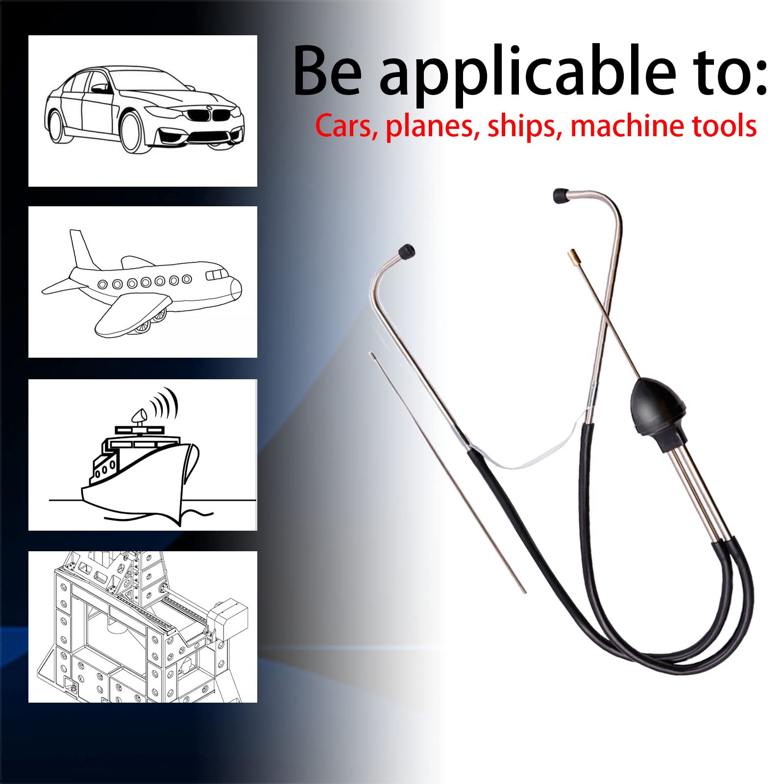 jeseny 1 PC Mechanics Stethoscope Set, Auto Stainless Steel Mechanics Cylinder Stethoscope Car Engine Diagnostic Tool Hearing Tool with 210mm Extended Probe (Black #1)