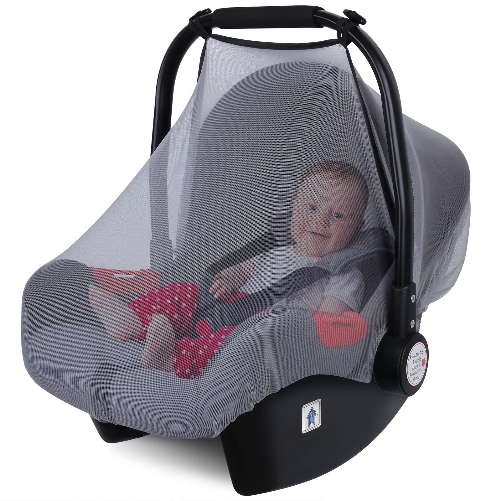 Mosquito Net for Baby Car Seat Stroller, Mesh Insect Nets Bugs Netting, Breathable Infant Carseat Canopy Carrier Cover, Universal Fit, Portable, Durable (White)
