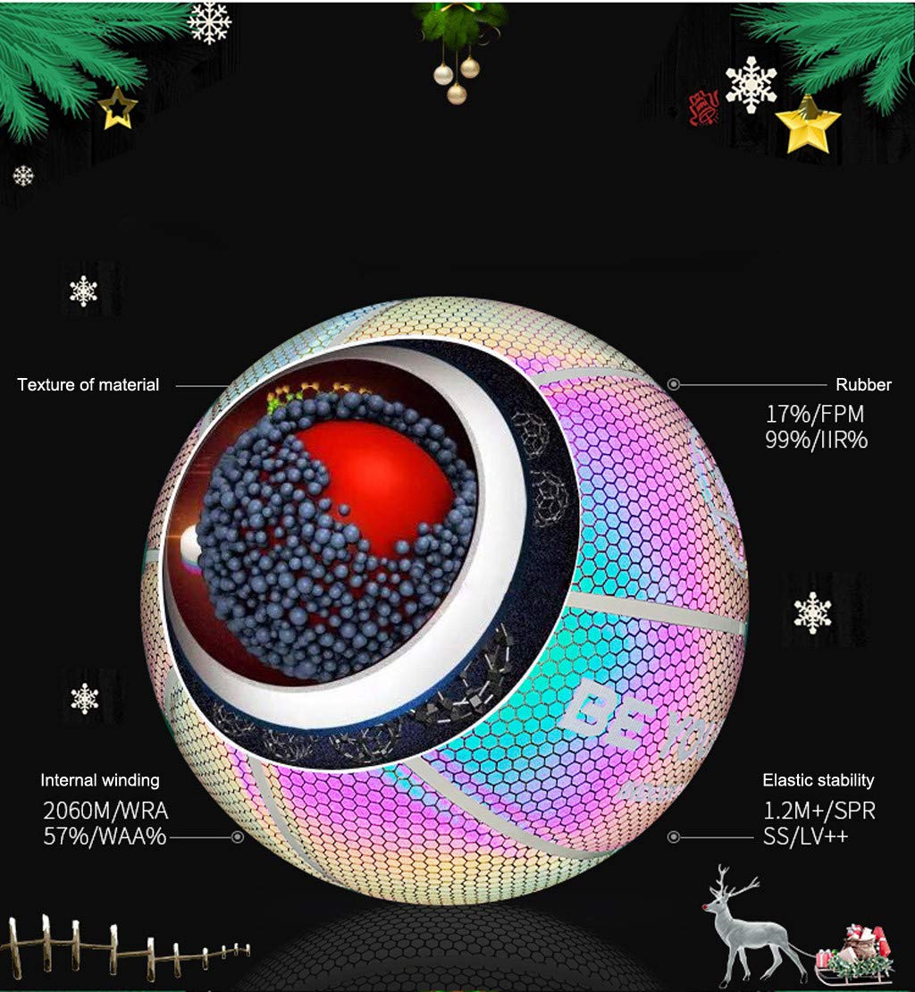 GraPefruiT Battery-Free Glowing Baketball, Size 7 Luminous Reflective Basketball, Light Up Basketball, Can Glow in The Dark, Great Gift for Sport Lover