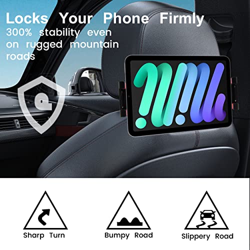 MaxLancer Tablet iPad Holder for Car Mount Headrest - iPad Car Holder Back Seat Travel Essentials Headrest Car Tablet Holder Mount Road Trip Essentials for Kids Adults Fits All 4.7-12.9" Devices (Red)