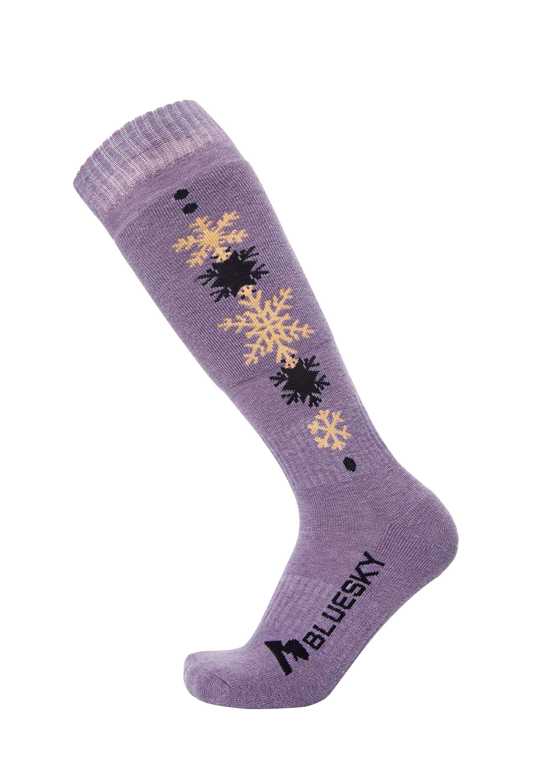 Merino Wool Ski Socks / Hiking Socks for Men&Women, Snowflake (Purple Medium)