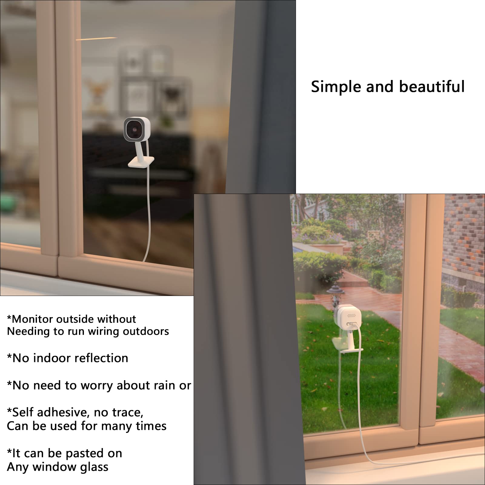 Pack of 2 Teccle Window Mount for Eufy Security Indoor Cam C24 C120, Through Window Use Eufy indoor Cam, No Indoor Reflections