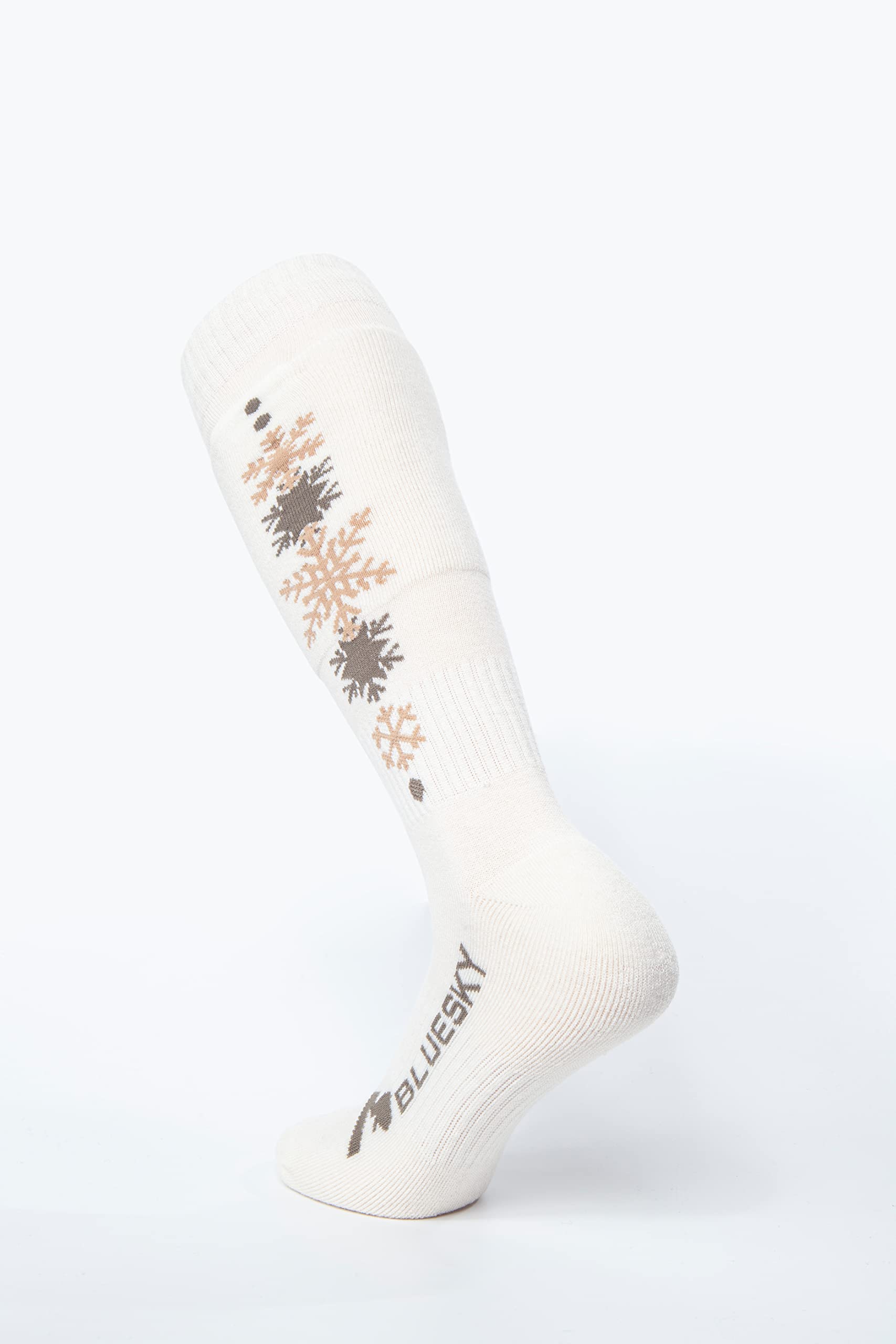 Merino Wool Ski Socks / Hiking Socks for Men&Women, Snowflake (White Small)