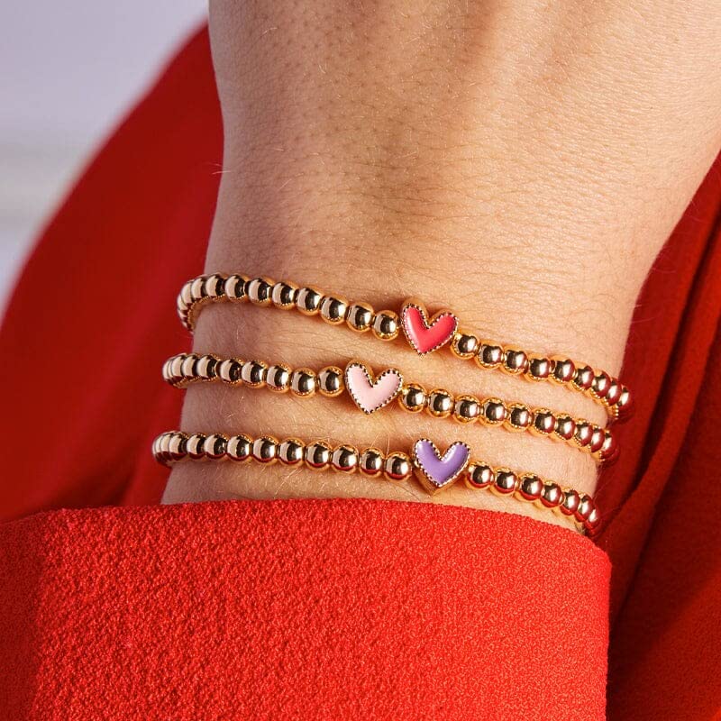 Luca + Danni Heart Stretch Bracelet For Women - Red Made in USA