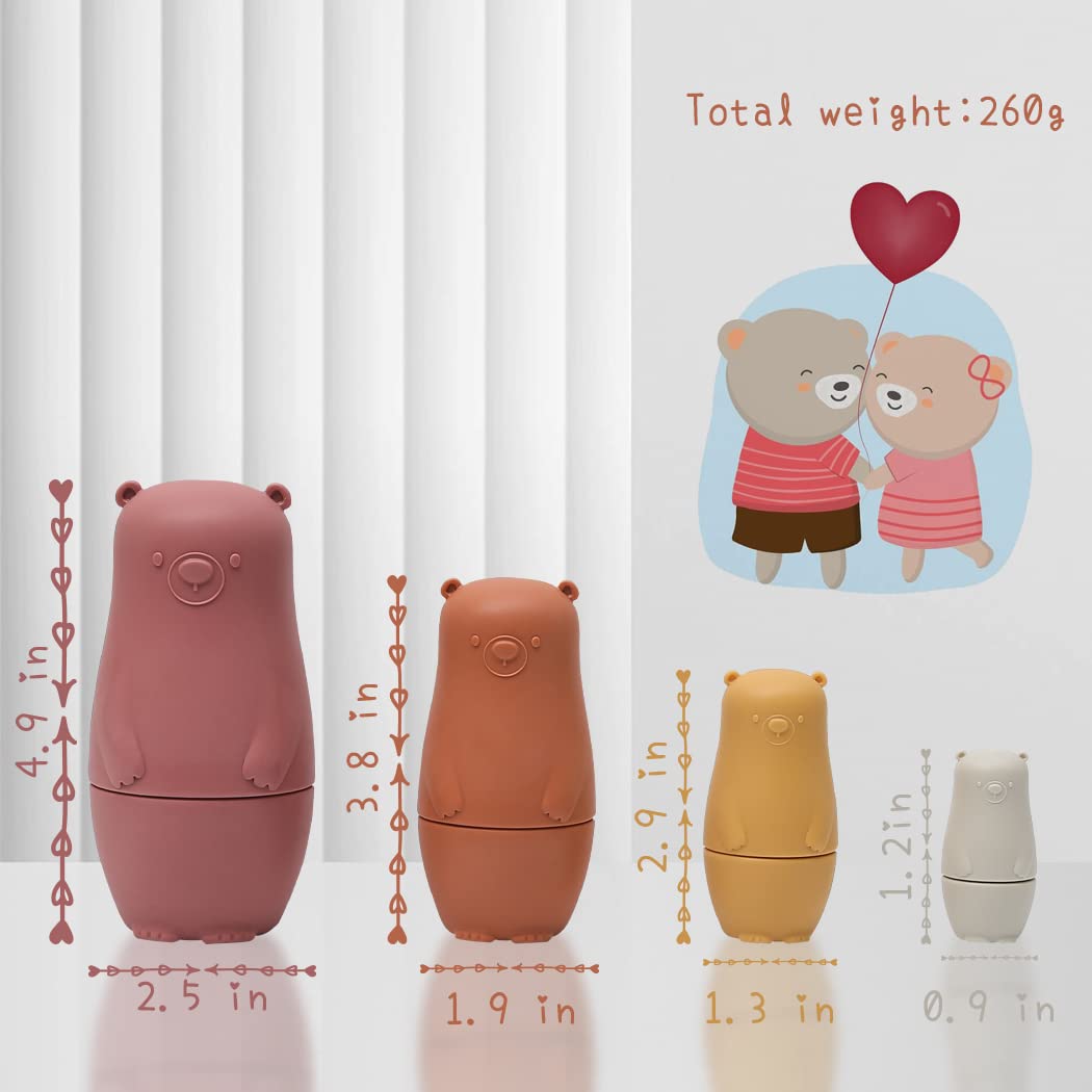 Molovefou Silicone Nesting Dolls Montessori Educational Toy Russian Nesting Dolls for Children Stacking Nesting Doll Toys Set for Toddlers