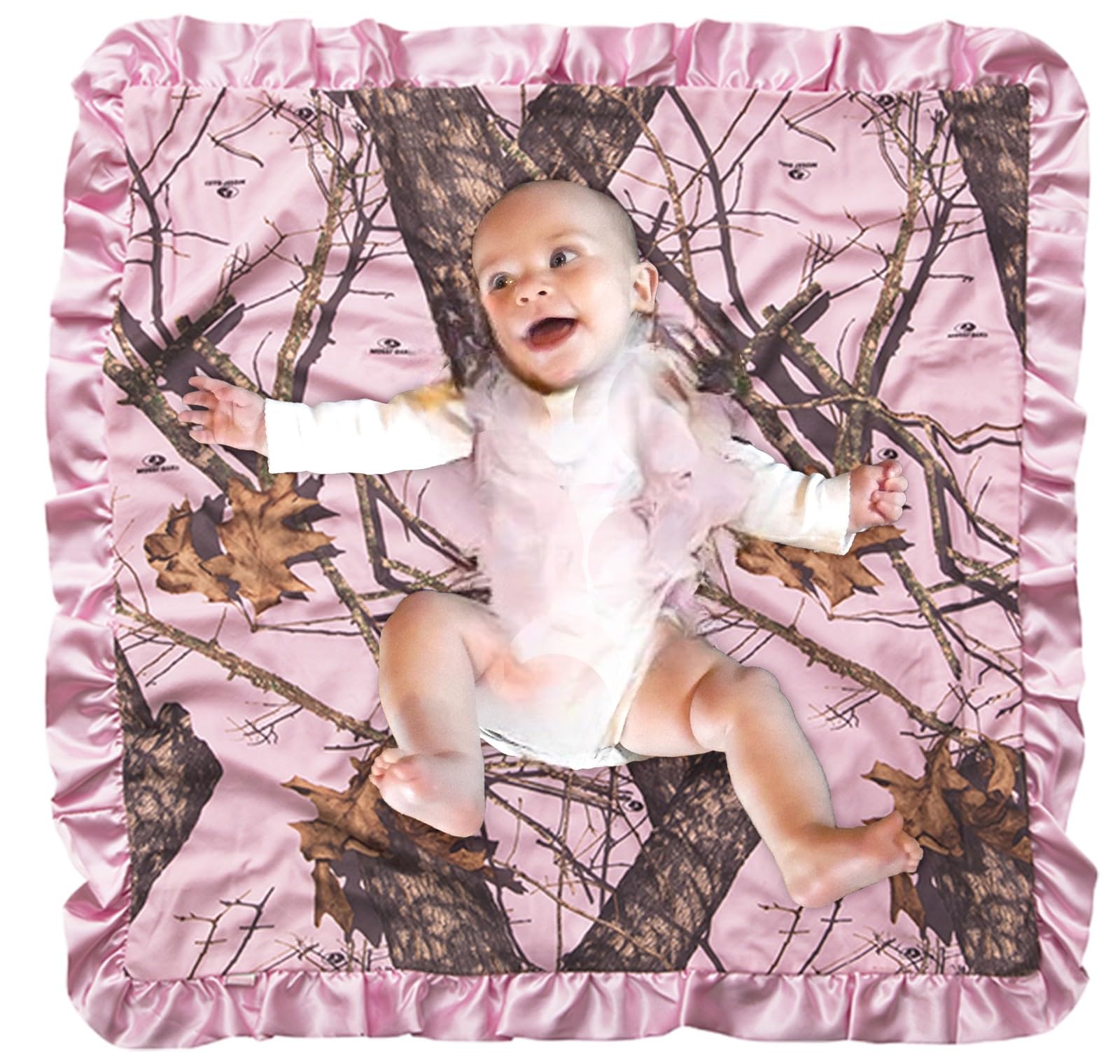 Mossy Oak Pink Hunting Camo Carstens Baby Throw Receiving Nursery Blanket 34x34 Super Soft