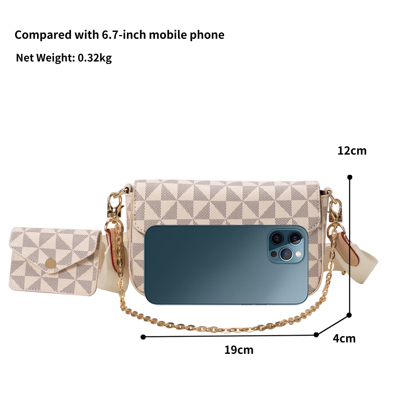 Lacel Urwebin Small Crossbody Bags for Women Stylish Designer Purses White Messenger Bags Coin Purse including 2 Size Bag