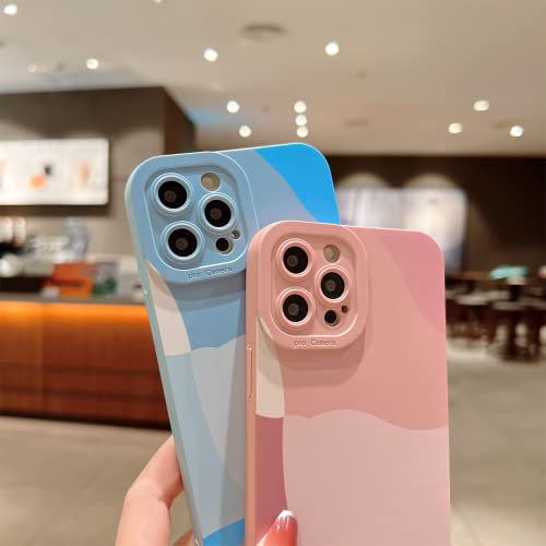 YKCZL Compatible with iPhone 13 Pro Max Case 6.7 Inch, Cute Painted Art Full Camera Lens Protective Slim Soft Shockproof Phone Case for Women Girl-Pink
