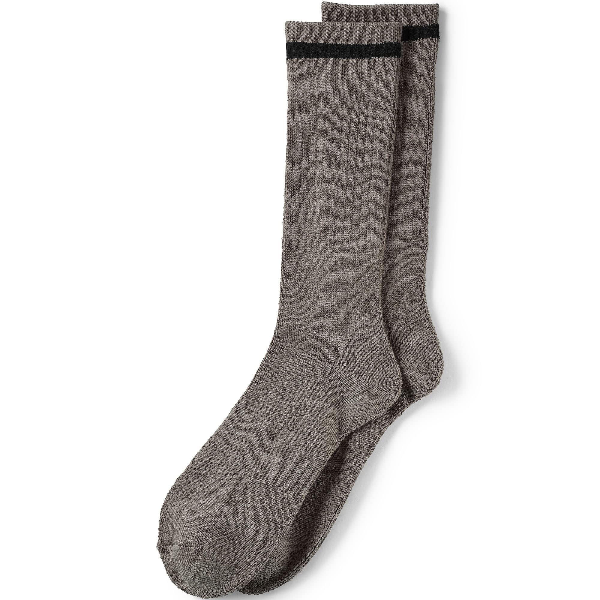 Lands' End Men s Thermaskin Heat Winter Boot Socks Cool Mushroom Regular Medium