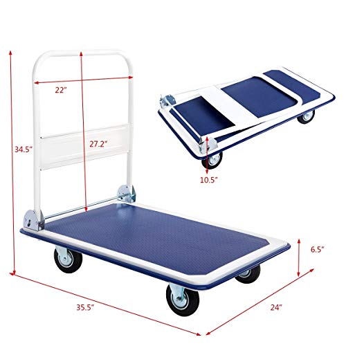 HWZQHJY 660lbs Platform Cart Dolly Folding Foldable Moving for Easy Storage and 360 Degree Swivel Wheels