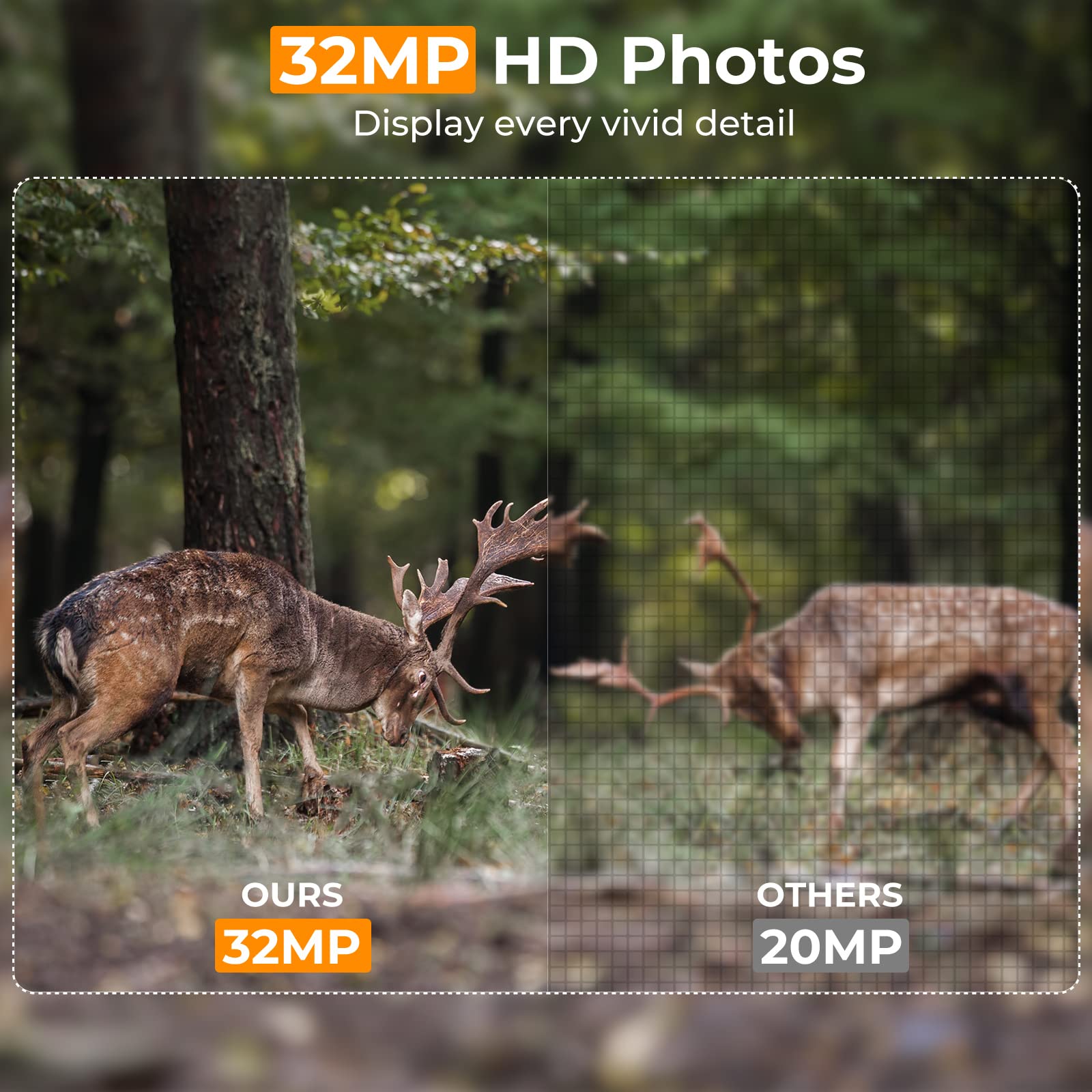 K&F Concept 4K 32MP WiFi Trail Camera, Bluetooth Game Camera with No Glow Night Vision Motion Activated IP66 Waterproof, 0.2s Trigger Time, H.264 HD Video Hunting Camera for Wildlife Monitoring
