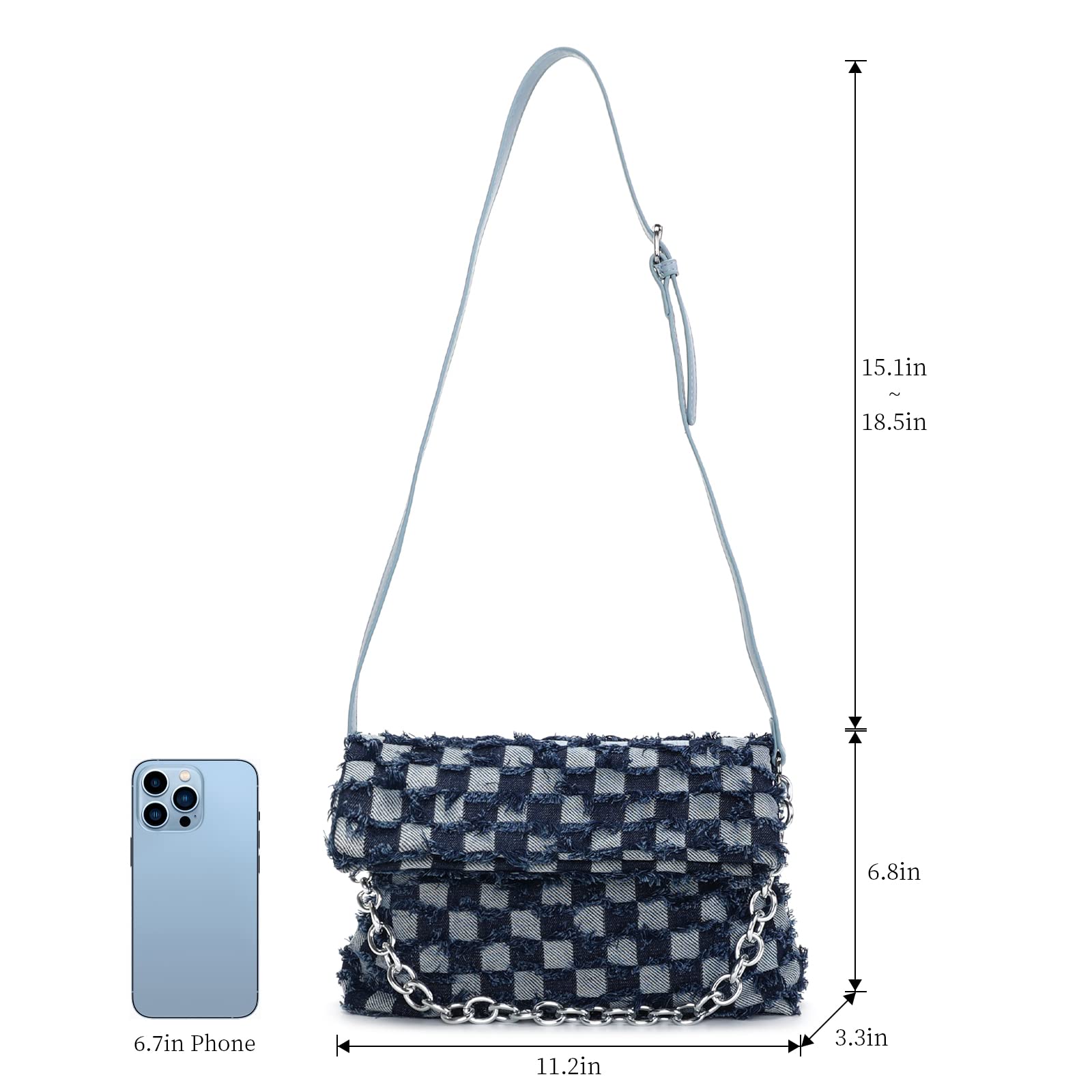 MAXWISE Denim Hobo Bag For Women Canvas Shoulder Tote Bag(Dark Blue)