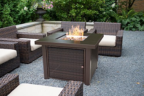 Pleasant Hearth OFG419T Rio Square Wicker Gas Fire Pit Table, 38" , white