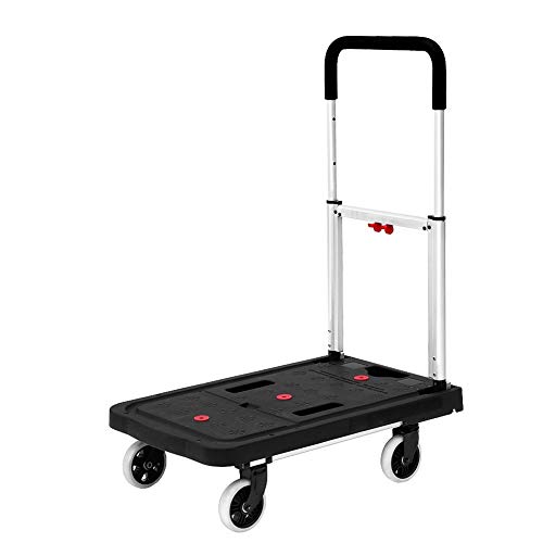 HWZQHJY Cart Flatform 300lb Capacity 4 Wheel Folding Platform Truck, 26" Length x 16" Width x 36" Height