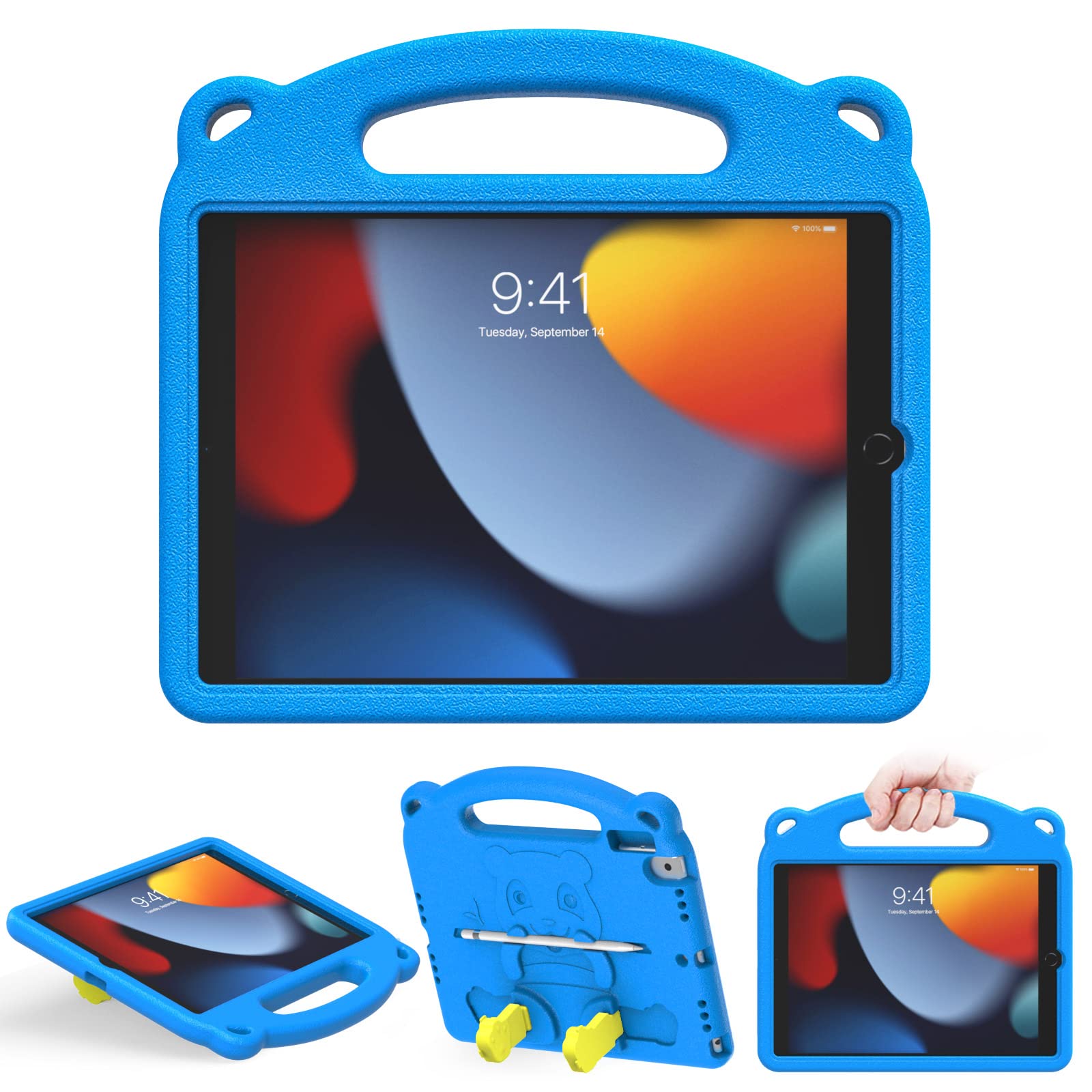 MoKo Case Fit iPad 10.2 9th/8th/7th Generation 2021/2020/2019/iPad Air (3rd Generation) 10.5" 2019, with Apple Pencil Holder, Kids Friendly EVA Foam Shock Proof Protective Stand Cover, Green