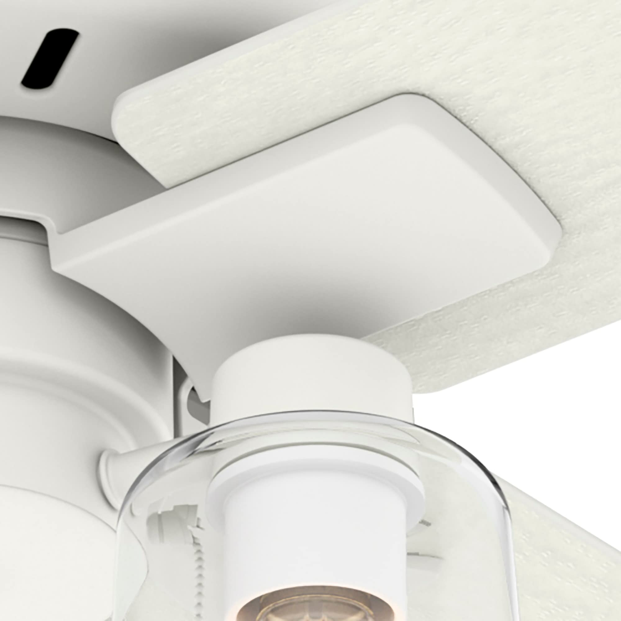 Hunter Pelston Indoor Ceiling Fan with LED Light and Pull Chain, 52", Matte White