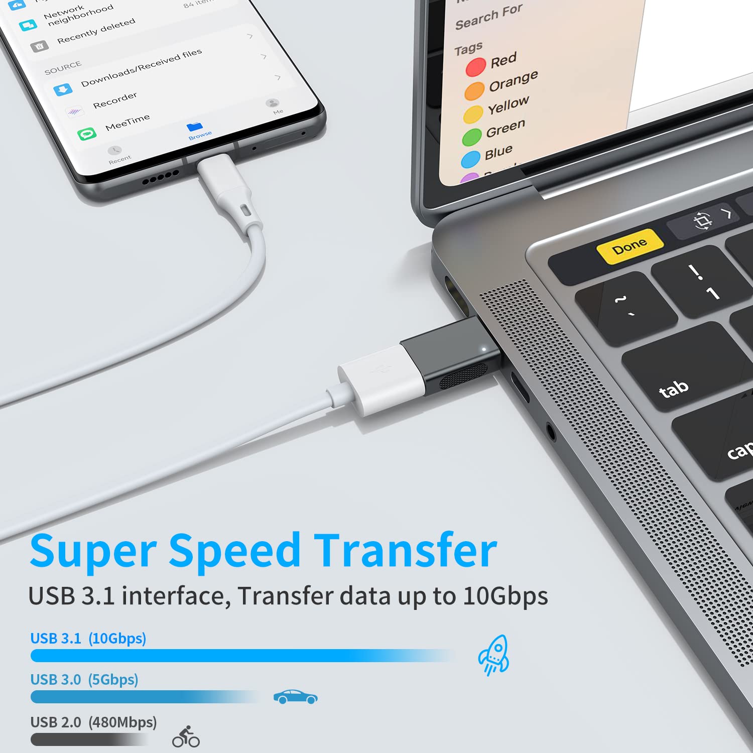 Oxlaw USB C to USB Adapter (10 Gbps), USB-C Male to USB 3.1 Gen2 Female Adapter Compatible with MacBook Pro After 2016, MacBook Air After 2018, Dell XPS and More Type C or Thunderbolt 3 Devices