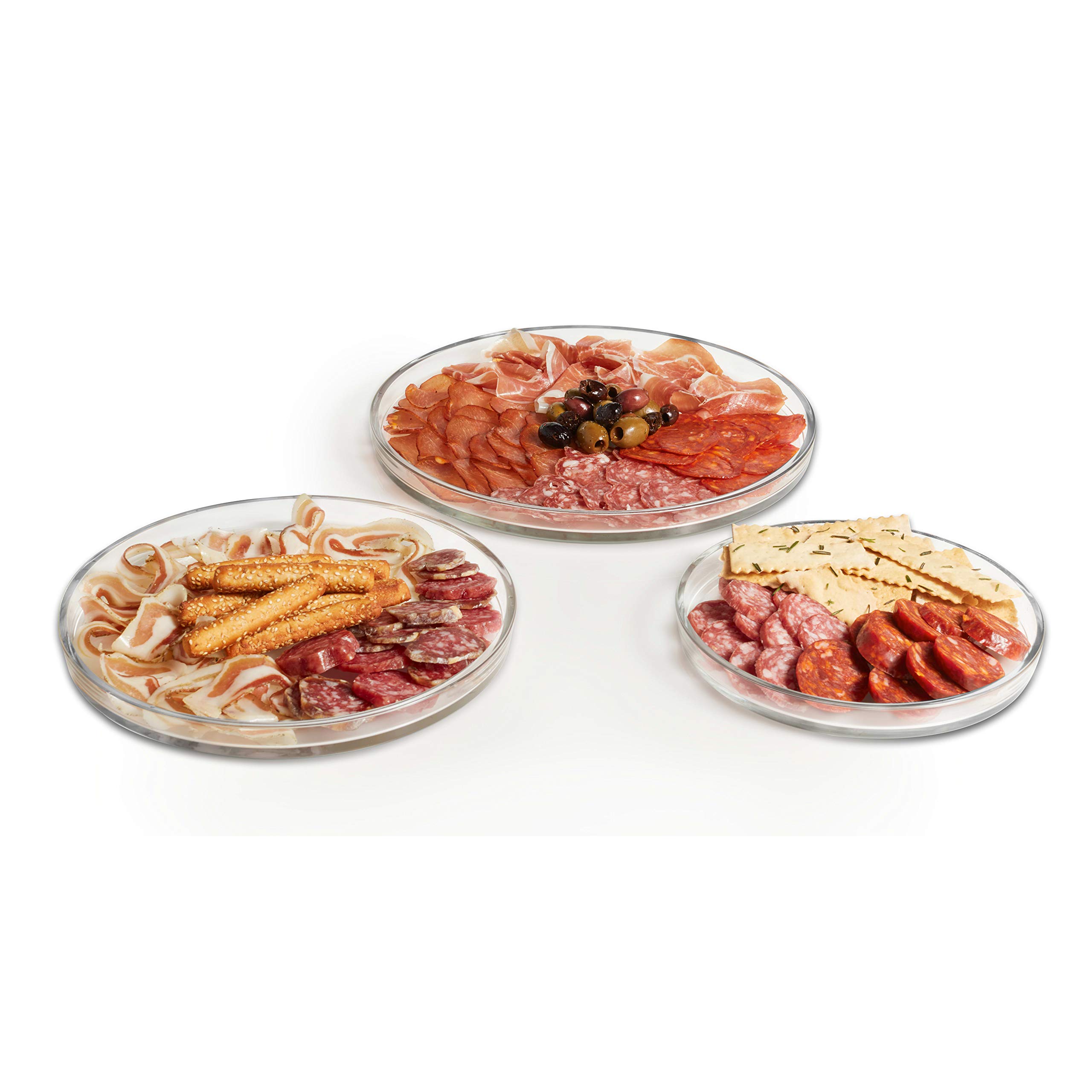 Libbey Urban Story 3-Piece Multi-Size Nesting Glass Tray Set, 8.6-inch, 10.6-inch, 12.5-inch