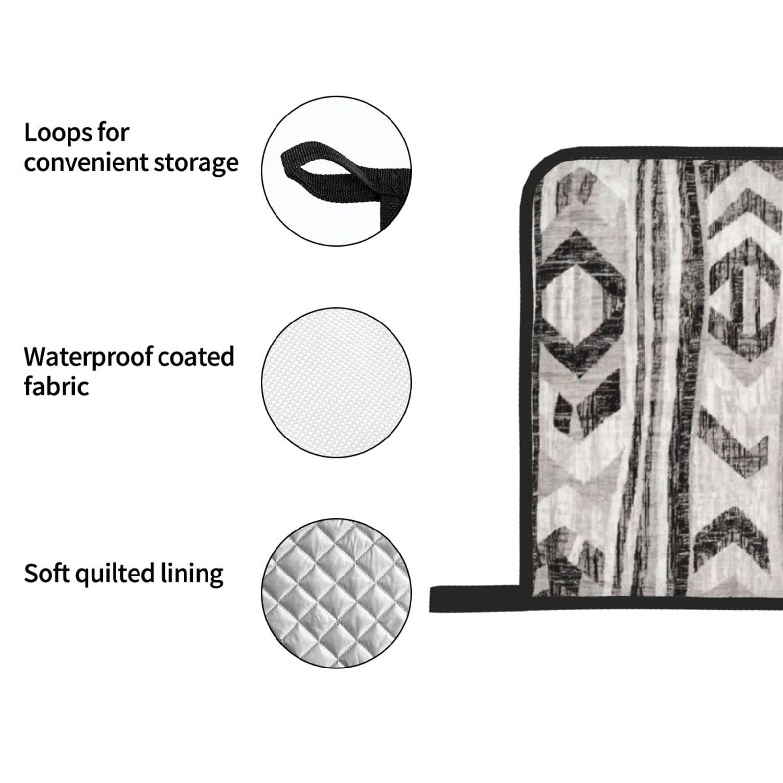 Grey Tribal Kitchen Baking 4-Piece Set–Heat Resistant Oven Mitts and Pot Holders Kitchen Hot Pads